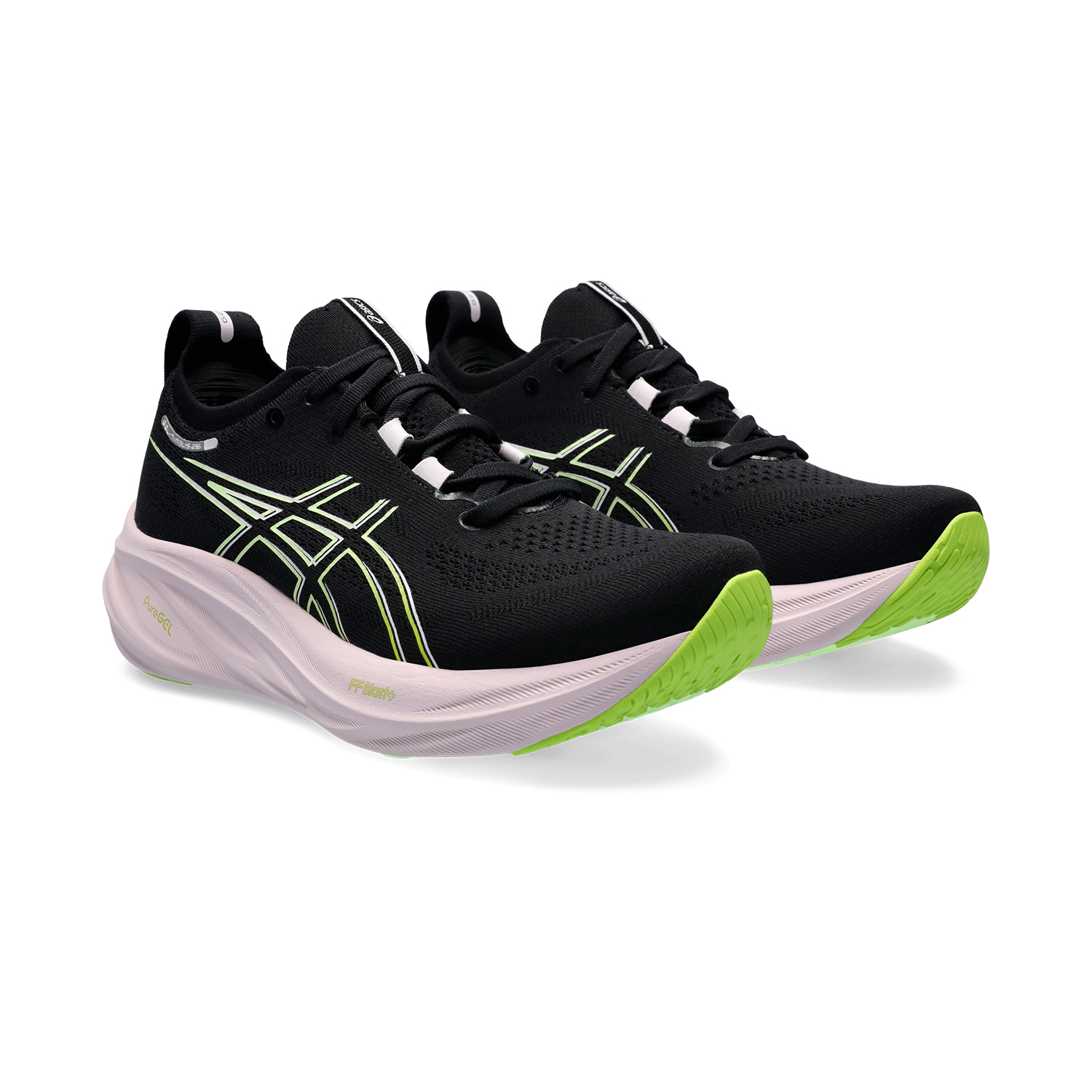 Asics Gel Nimbus 26 Women's Running Shoes - Black/Neon Lime