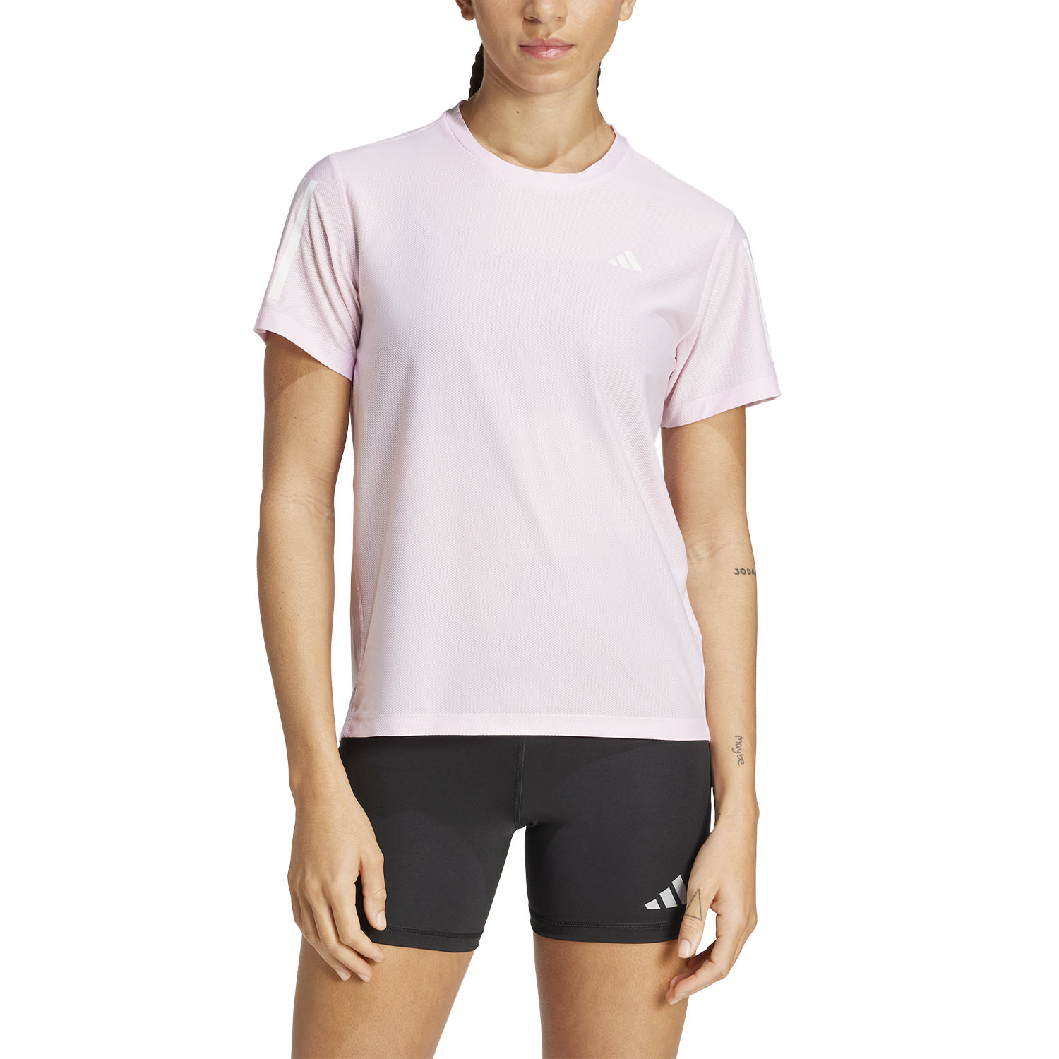 adidas Own The Run Logo Women's Running T-Shirt - Clear Pink